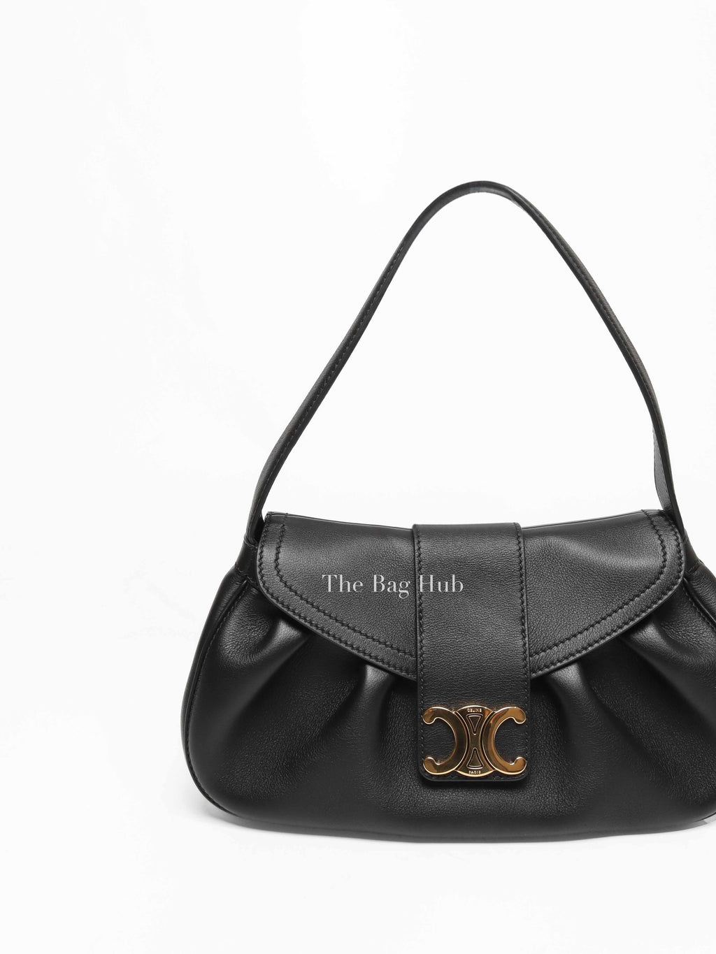 Celine Black Supple Calfskin Medium Polly Bag