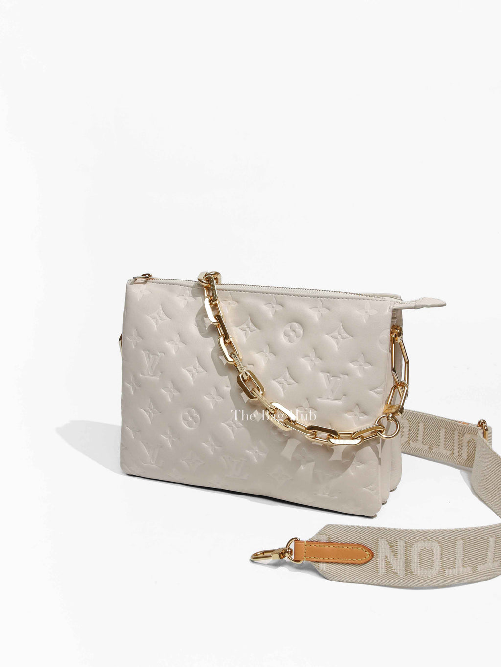 Louis Vuitton Cream Monogram Embossed Coussin PM Bag