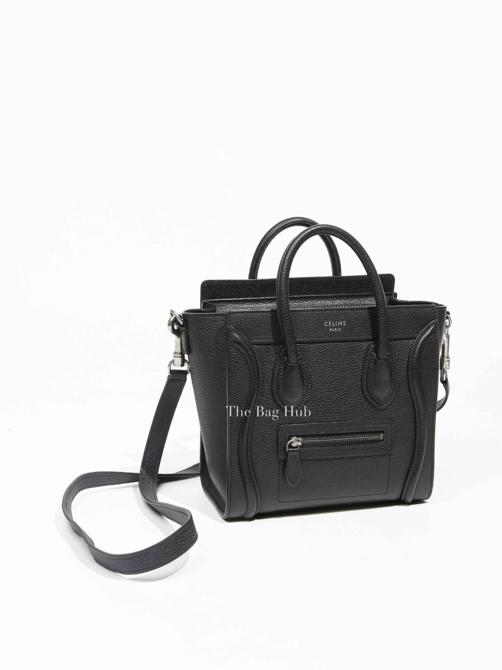 Celine Black Grained Leather Drummed Nano Luggage Bag
