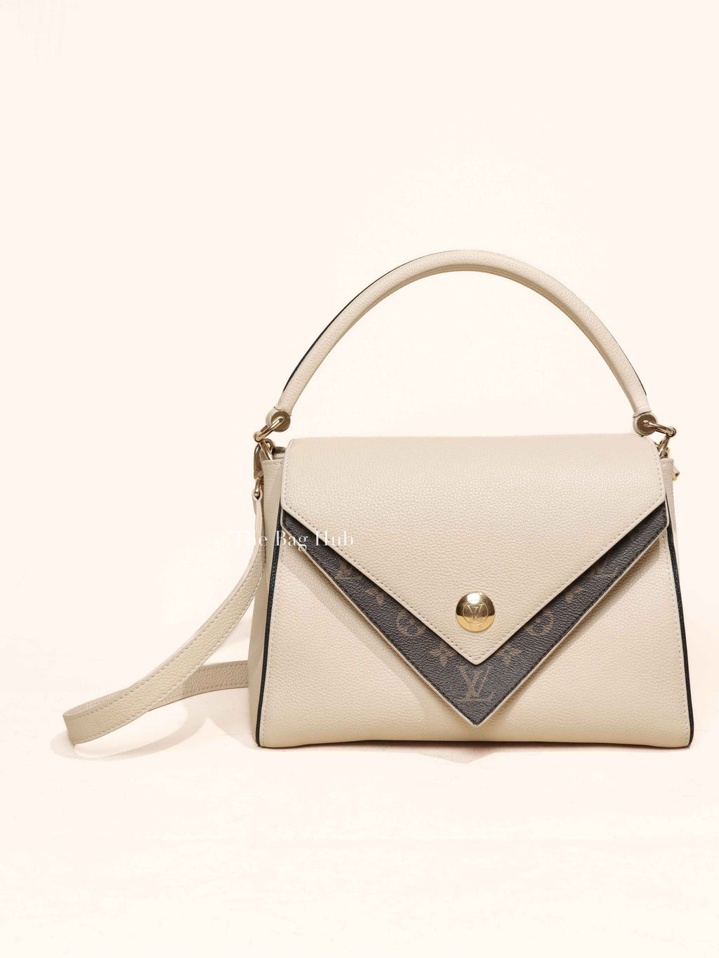 Louis Vuitton Creme Grained Calfskin Monogram Double V Bag